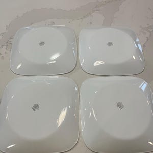Vintage Corelle Bamboo Leaf Square Dinner Plates Set of 4, Palm Leaf ...
