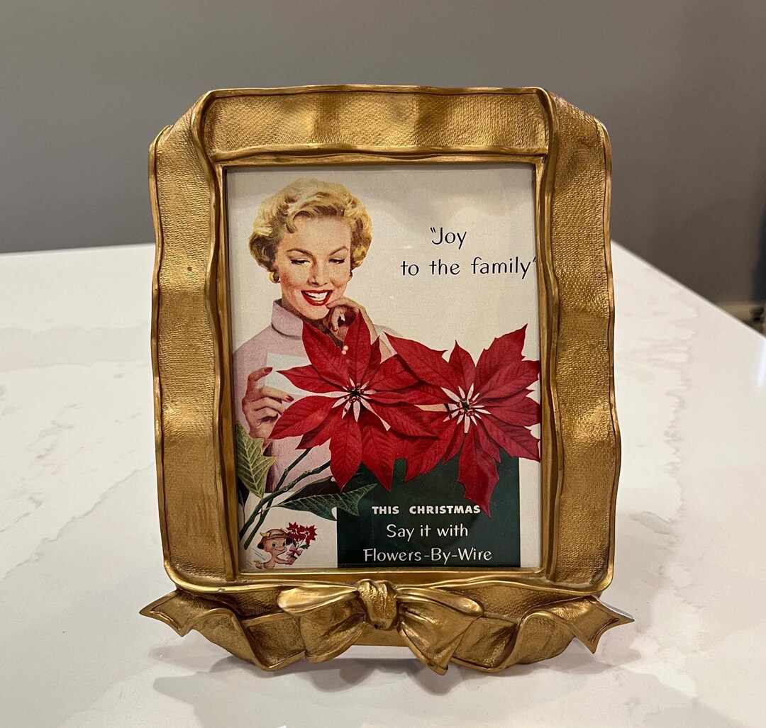 Vintage Gold Bow 3.5x5 Photo Frame Hollywood Regency/cottage Decor ...