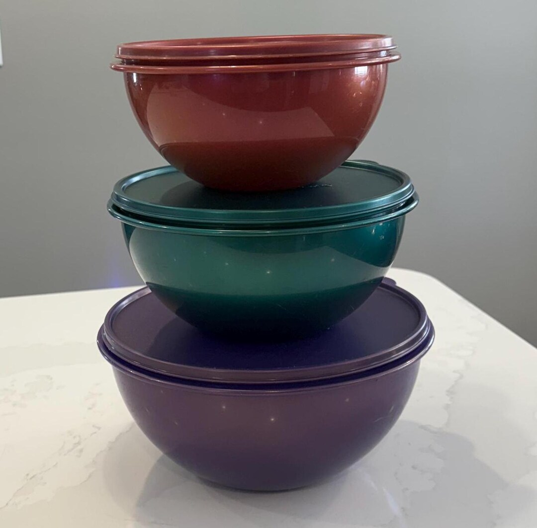 Vintage Tupperware Metallic Gem Colored Kitchen Storage Bowl Set of 3 ...