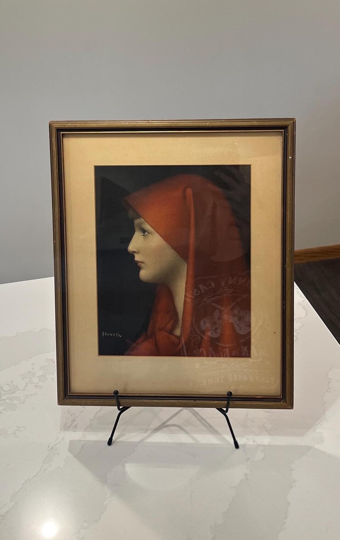 Vintage Henner Woman in Red Hood Framed Art Print - France/saint ...
