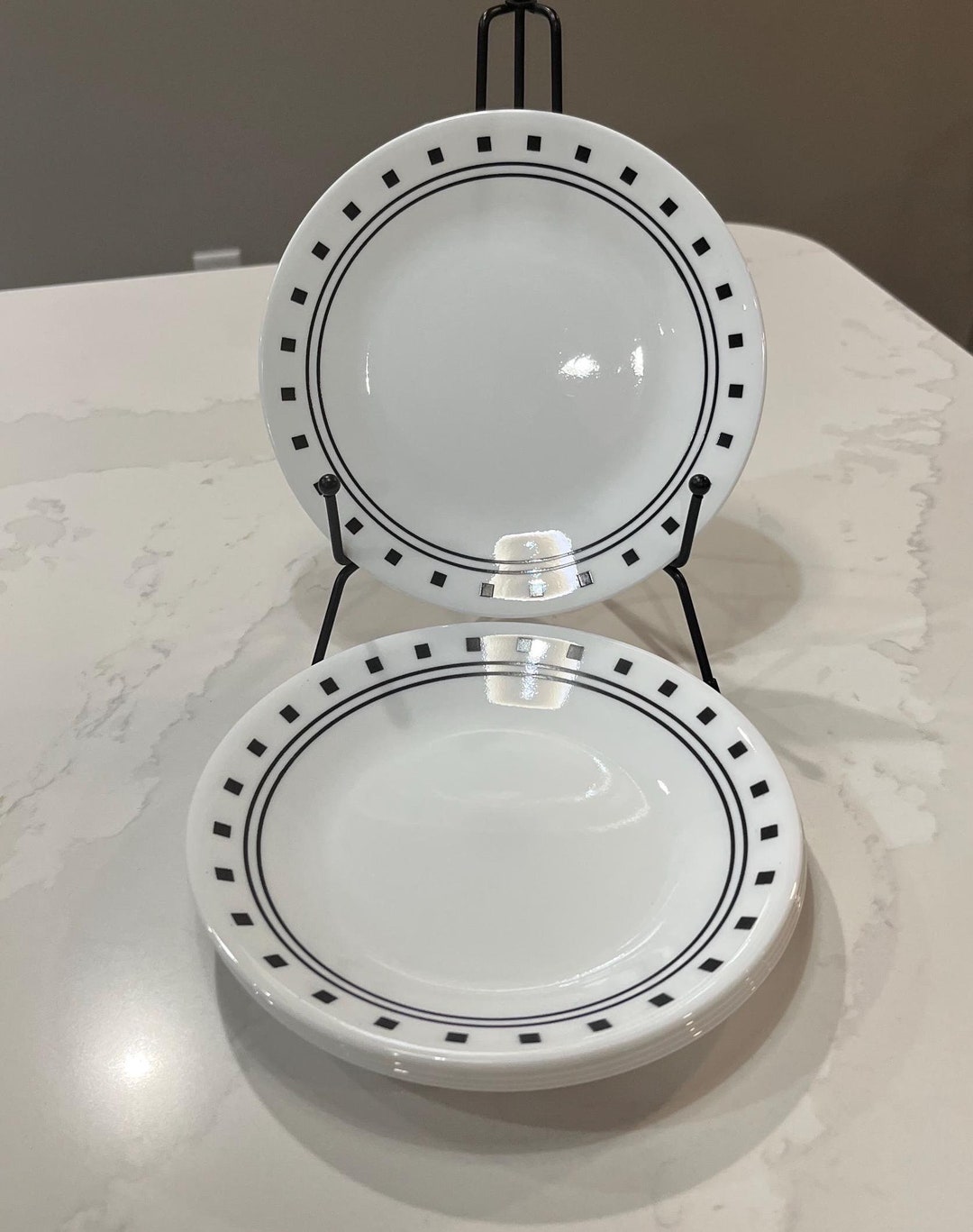 Vintage Corelle Black and White Square Pattern/city Block Bread/dessert ...