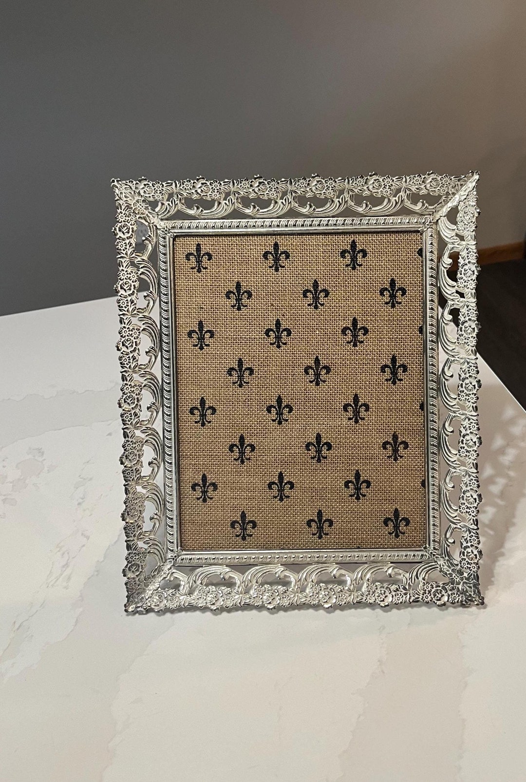 Vintage Brass Ornate Floral 7x9 Photo Frame, White and Gold Picture ...