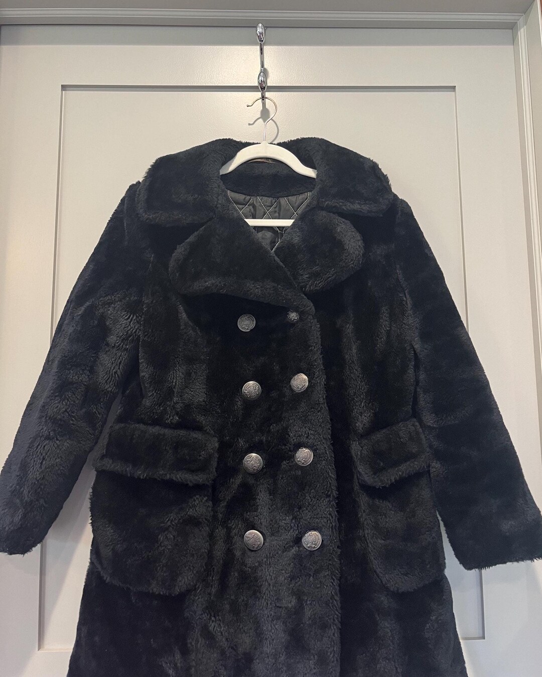 Vintage Sears JR Bazaar Black Boho Faux Fur Winter Coat - 1970s/mid ...