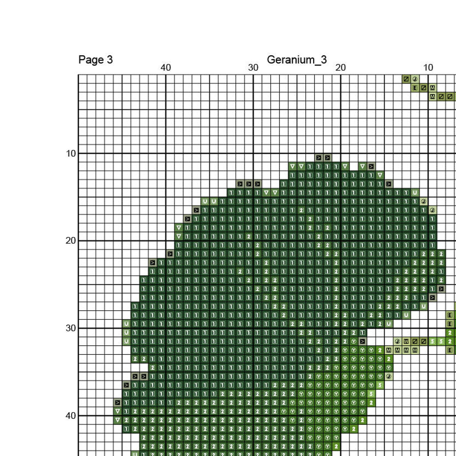 Geranium 3 Cross Stitch Pattern. Flower Cross Stitch. Floral Cross ...