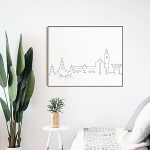 Bangkok Skyline Print, One Line Drawing Art, DIGITAL DOWNLOAD ...