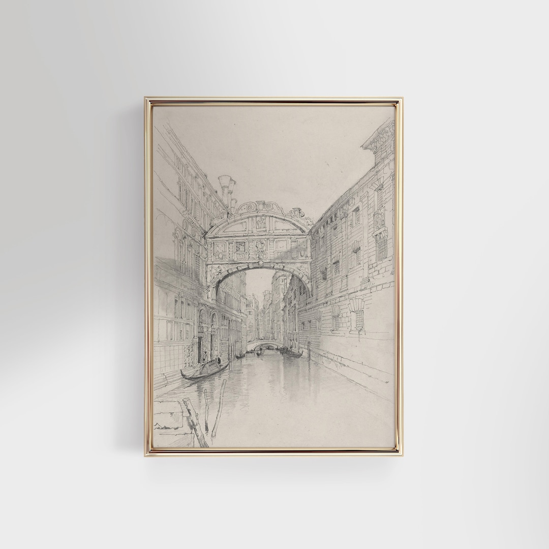 Venice Sketch Print Vintage Architecture Drawing Minimalist - Etsy