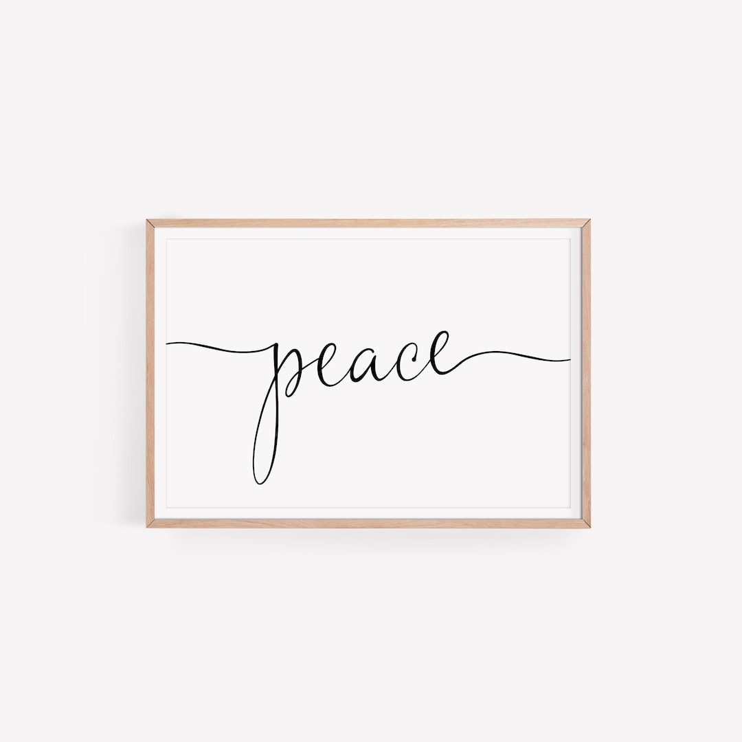Peace Script Print: Minimalist Typography Wall Art (digital Download ...
