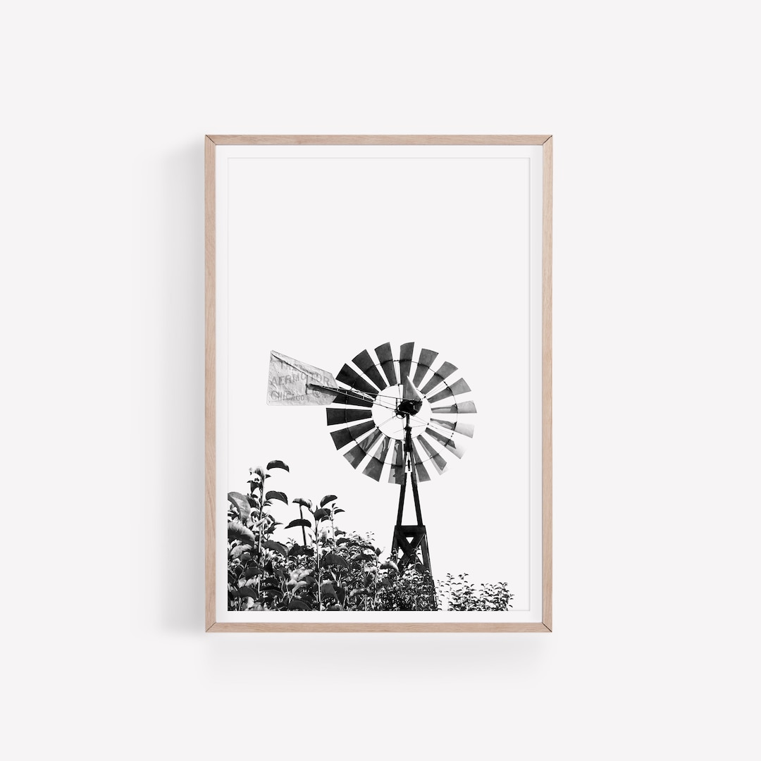 Farmhouse Print Windmill Printable Printable Wall Art Farm Wall Decor ...