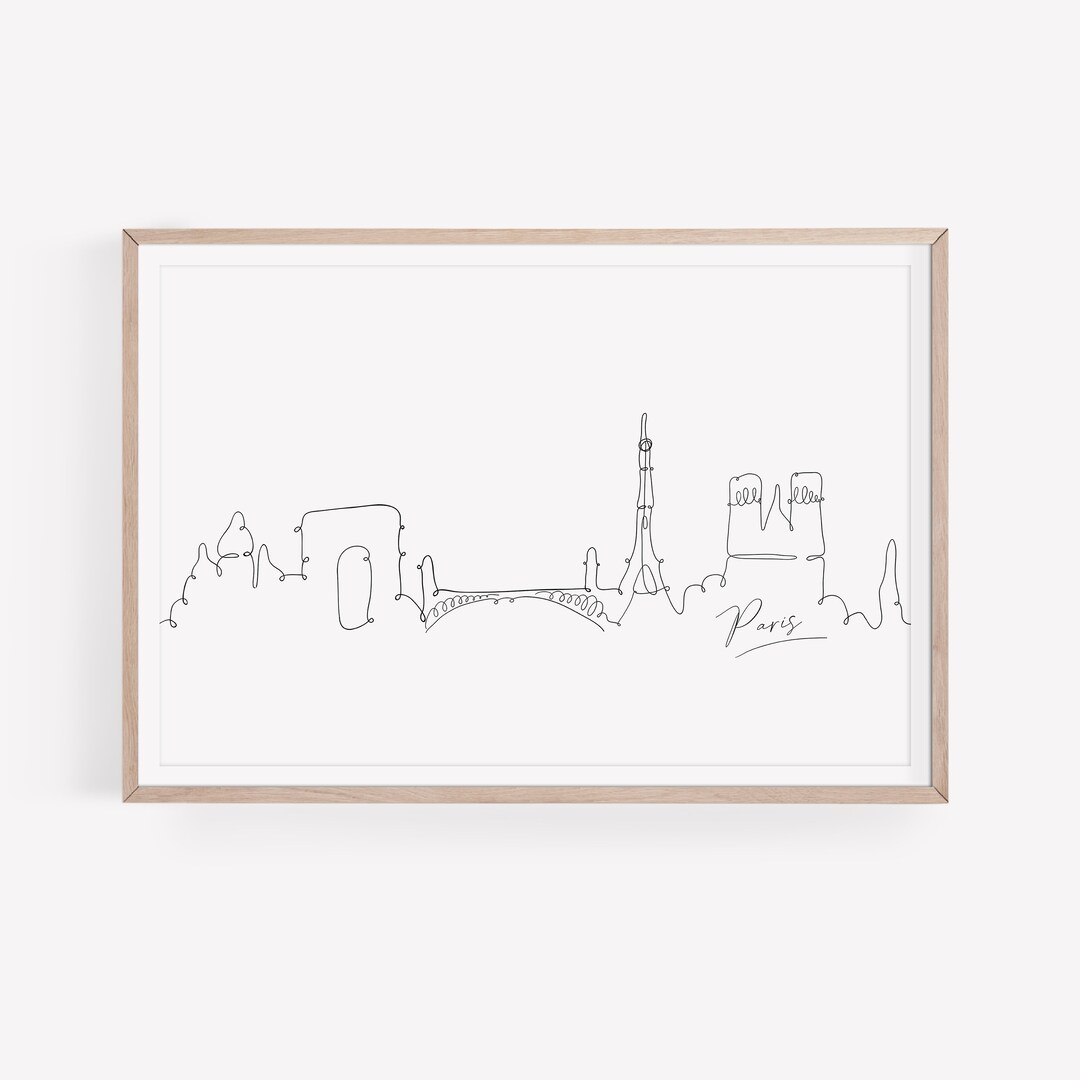 Paris Skyline Print, One Line Drawing Art, Paris Poster, Minimalist ...