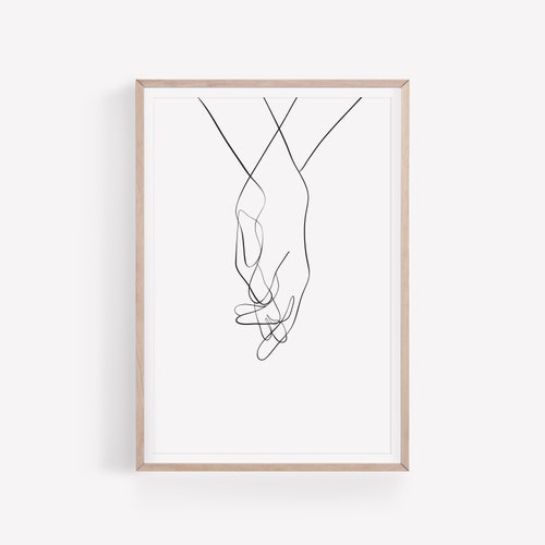 Holding Hands Line Art Print One Line Drawing Printable Wall - Etsy