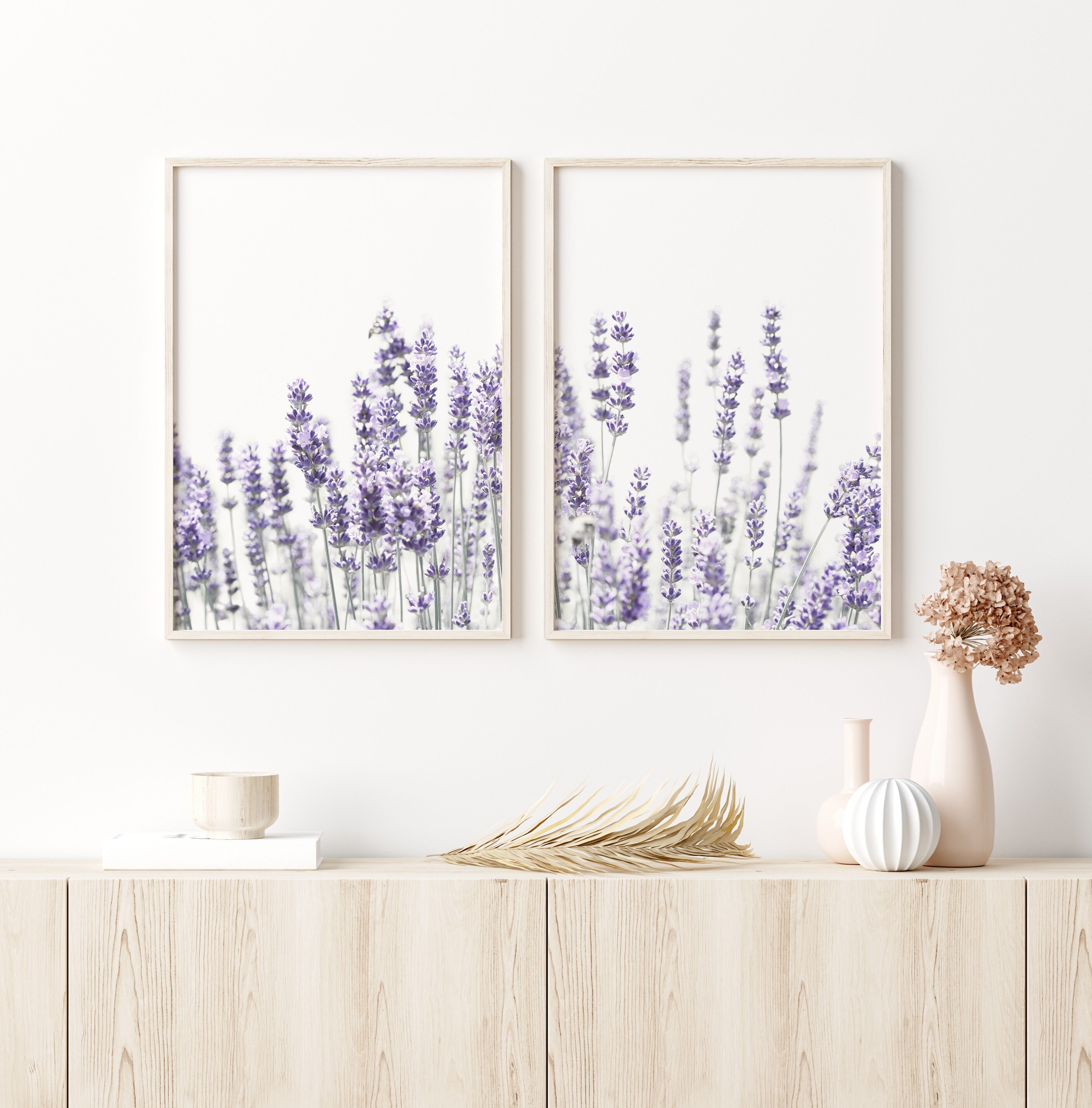 Lavender Prints Set Botanical Set of 2 Wall Art Farmhouse - Etsy