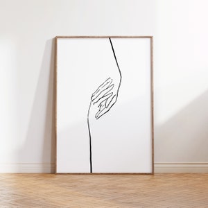 Hands Line Drawing Print Holding Hands Wall Art Abstract - Etsy
