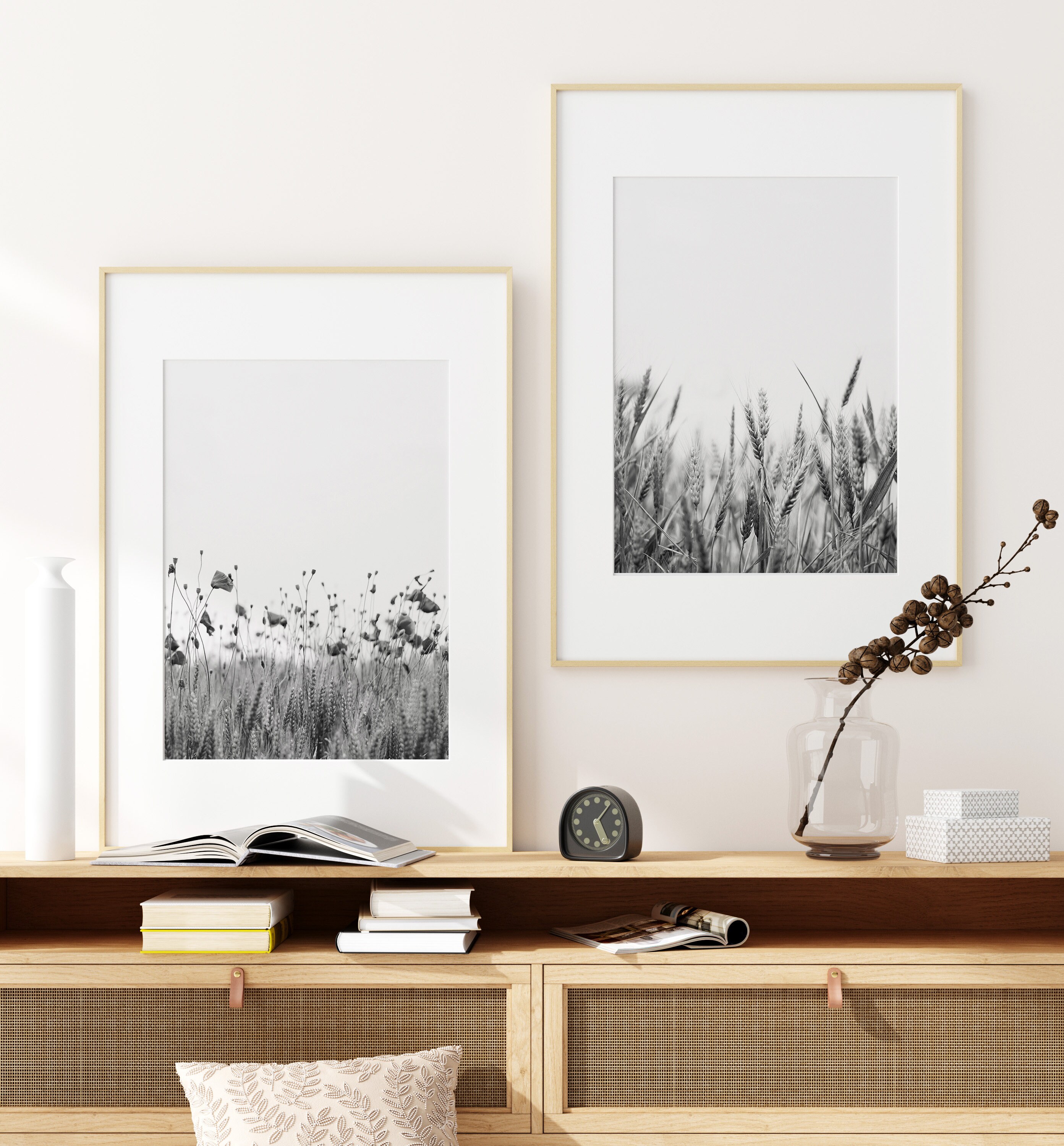 Farmhouse Set of 2 Prints Wild Flowers Wall Art Poppies Poster | Etsy