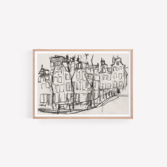 Vintage Architecture Sketch Amsterdam Line Drawing | Etsy