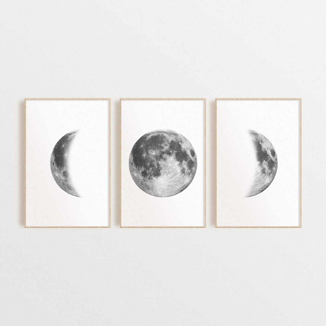 Mondphasen Prints Set, 3er Set Prints, Mondzyklus Wandkunst, Mond ...