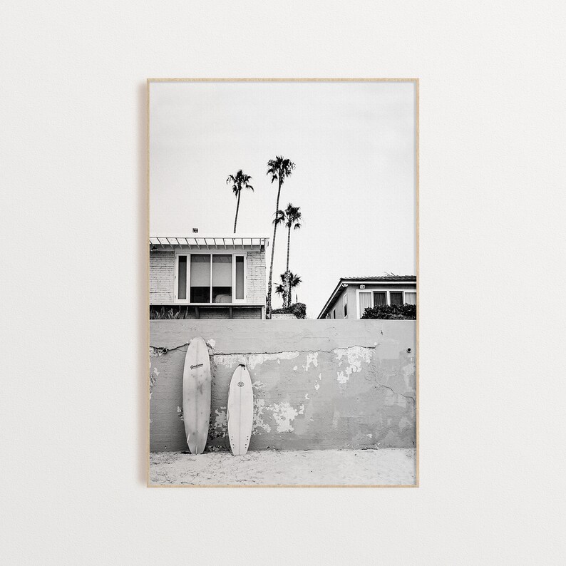 Surf Boards Black and White Print Beach Wall Art DIGITAL - Etsy