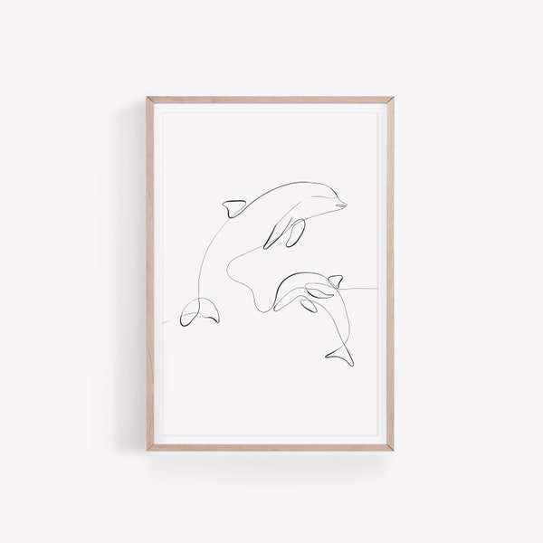 Dolphin Minimalist Art - Etsy