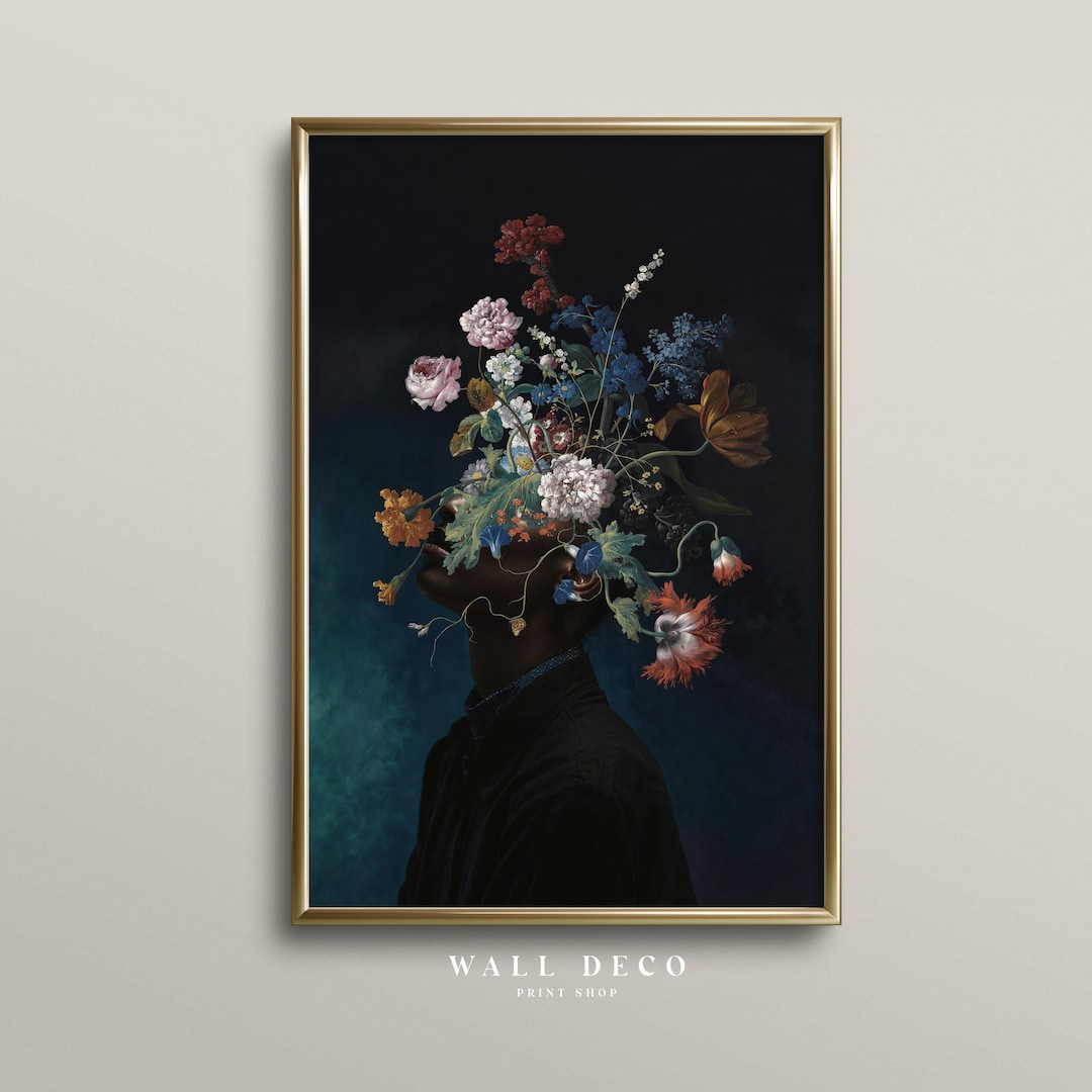 Flower Head Woman Collage Wall Art Head of Flowers Artwork Surreal ...