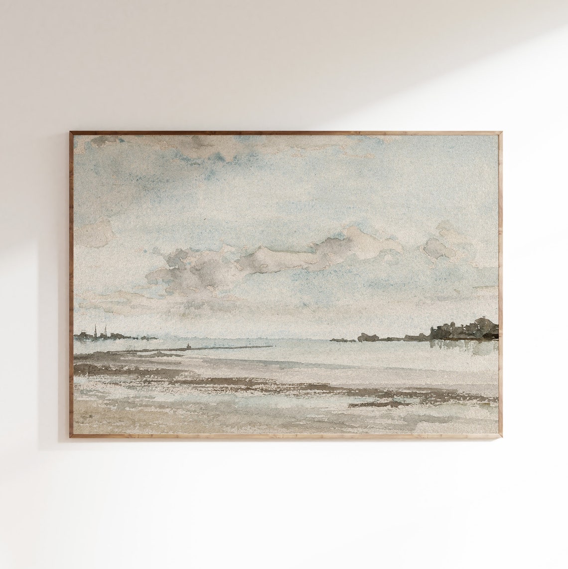 Vintage Coastal Watercolor Painting: Minimalist Seascape Art (digital ...