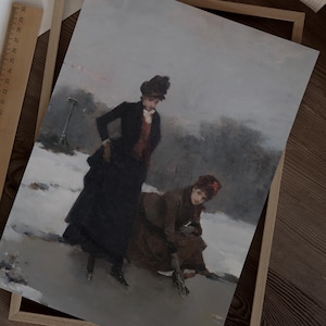 Vintage Ice Skating Art Print: Antique Winter Scene (digital Printable ...