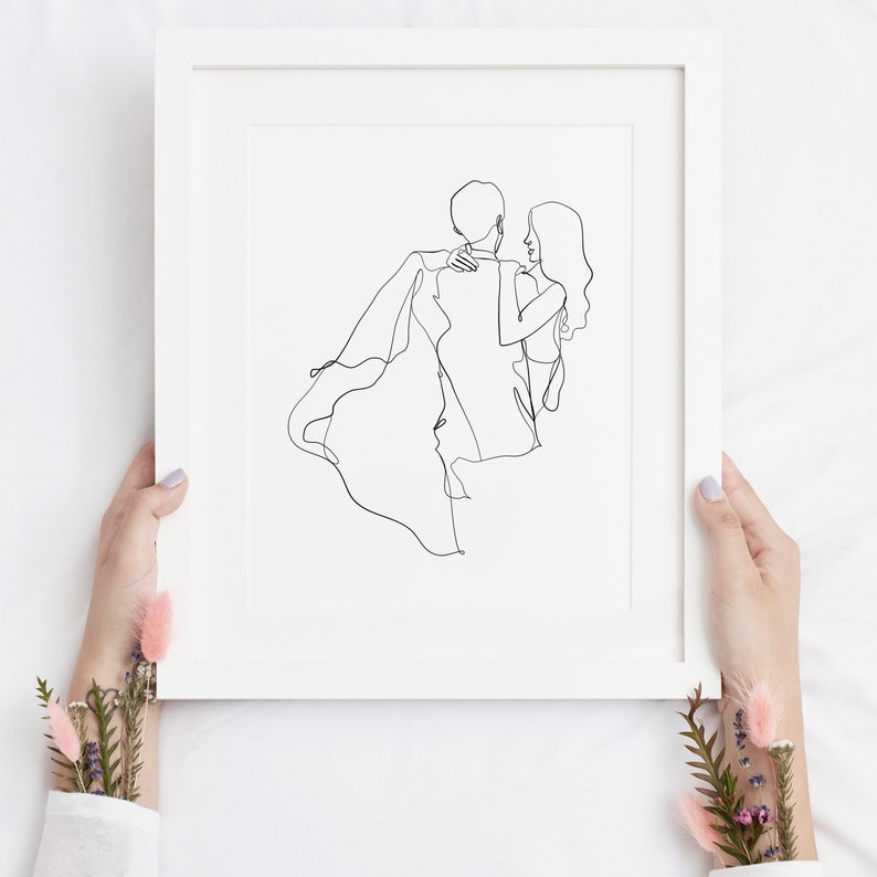 Couple Line Drawing Print One Line Print Abstract Couple - Etsy