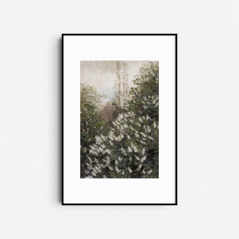 Vintage Lilac Tree Oil Painting Art Print: Farmhouse Wall Decor ...