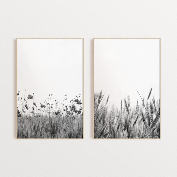 Farmhouse Set of 2 Prints Wild Flowers Wall Art Poppies Poster | Etsy