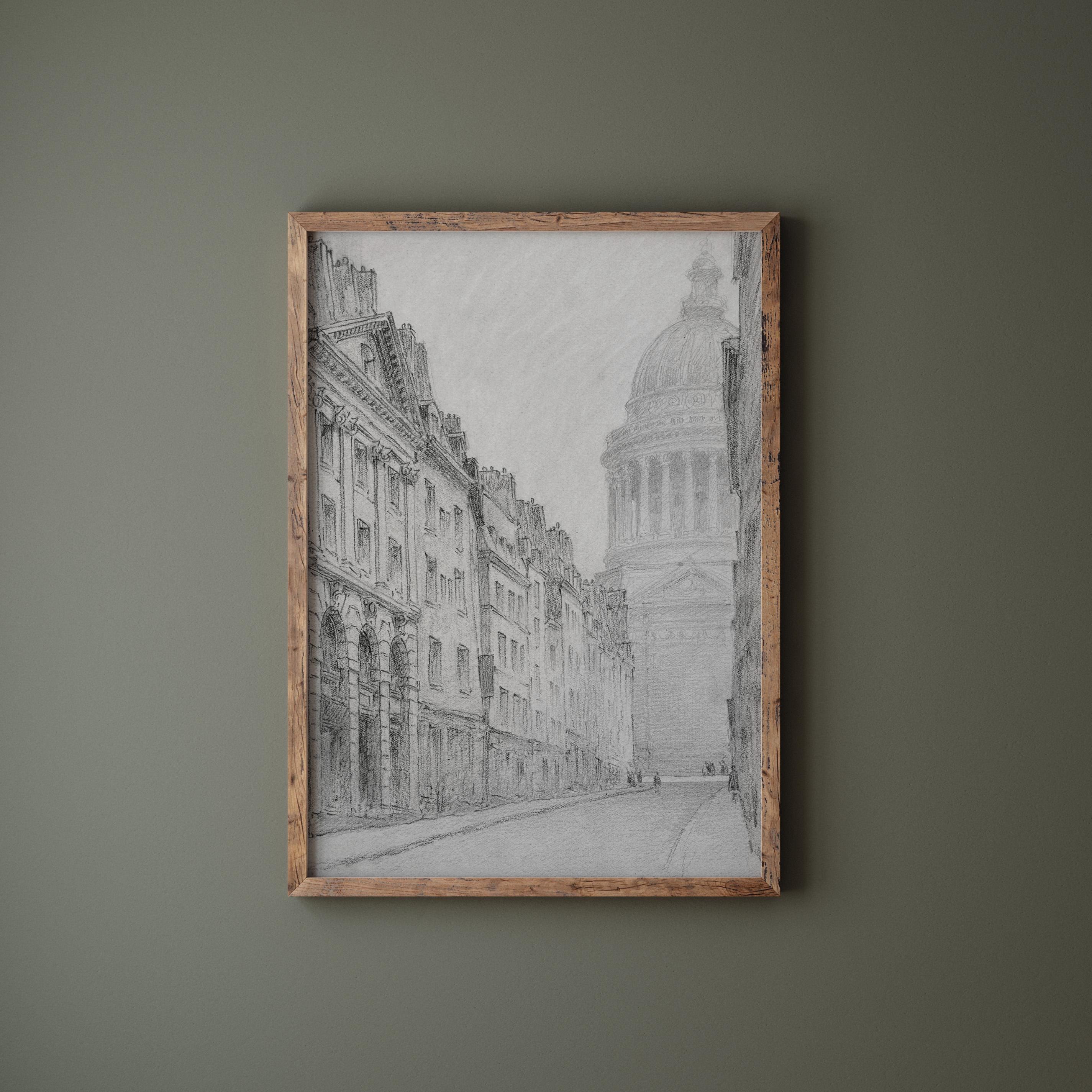 Paris Street Hand Drawing Art: Vintage Architectural Sketch ...