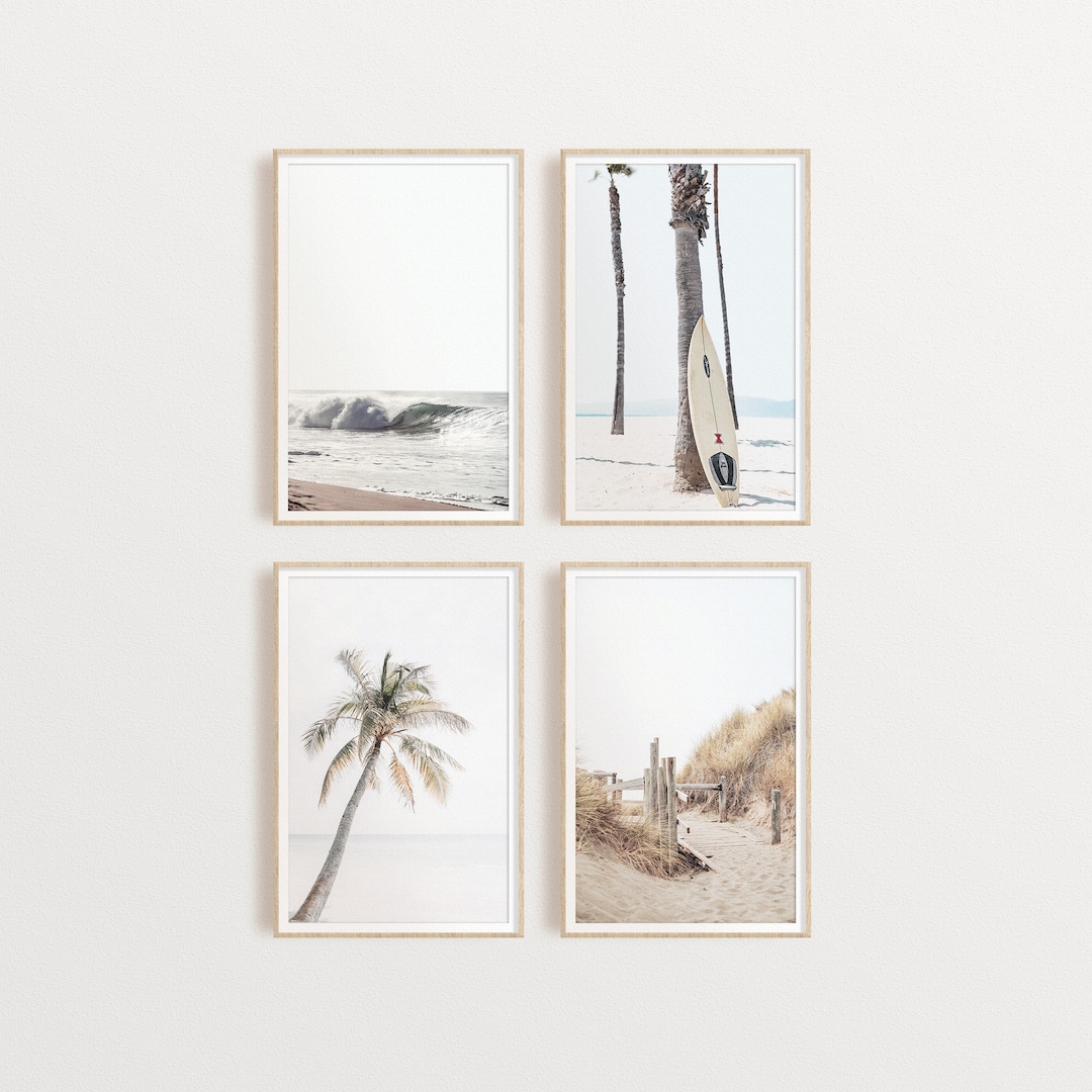 Beach Prints Set, Set of 4 Wall Art, DIGITAL DOWNLOAD, Palm Tree Print ...