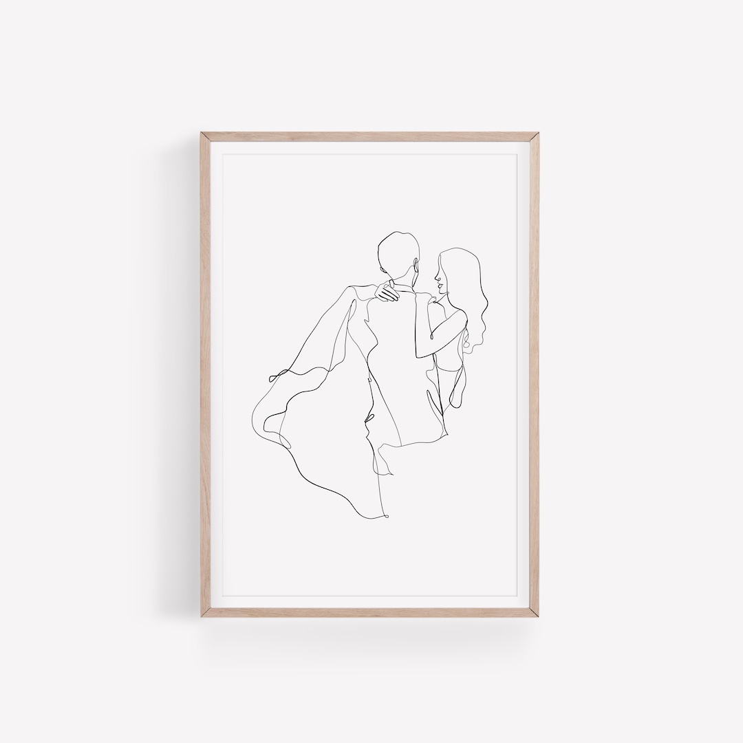 Couple Line Drawing Print, One Line Print, Abstract Couple Art ...