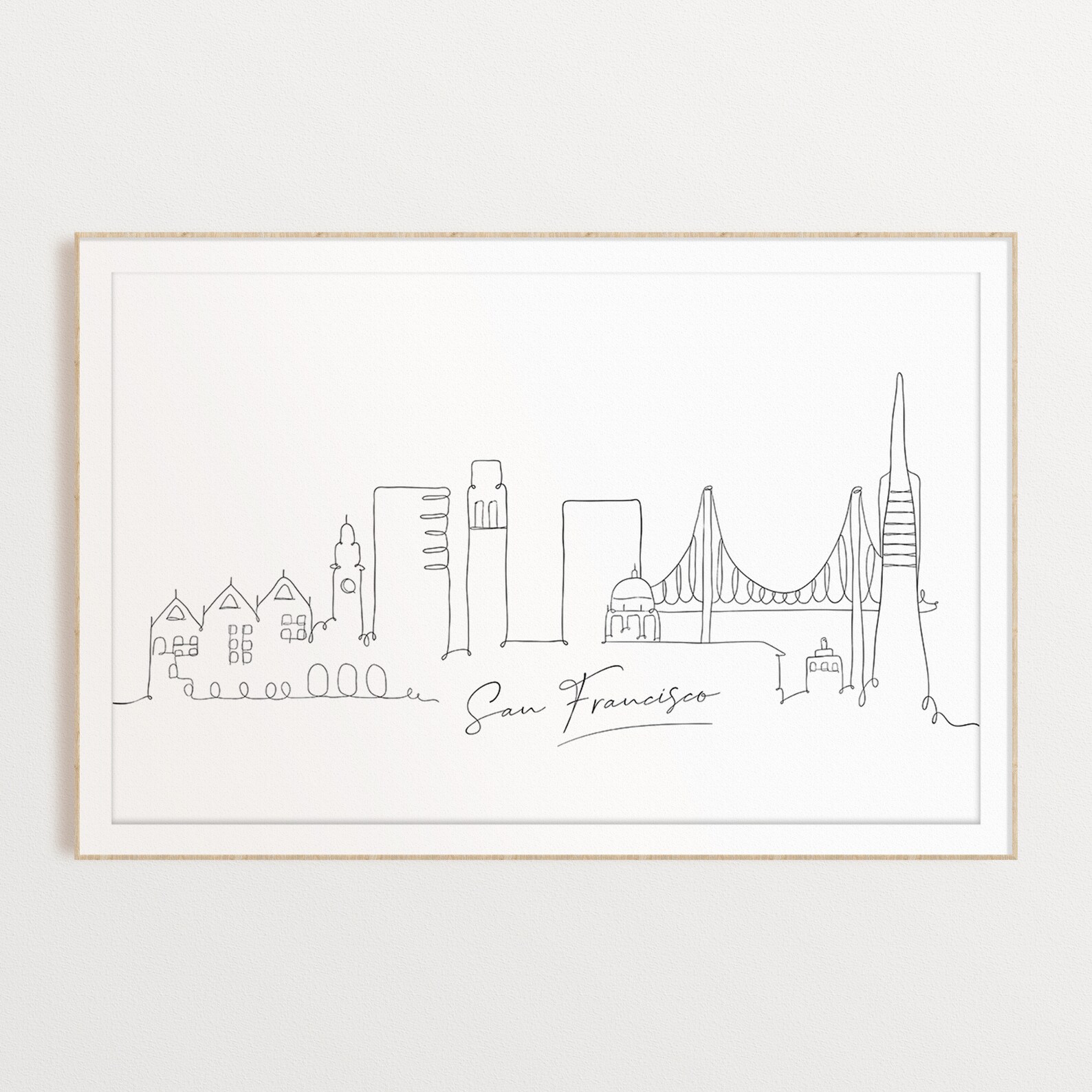 San Francisco Skyline Print One Line Drawing Art Minimalist - Etsy