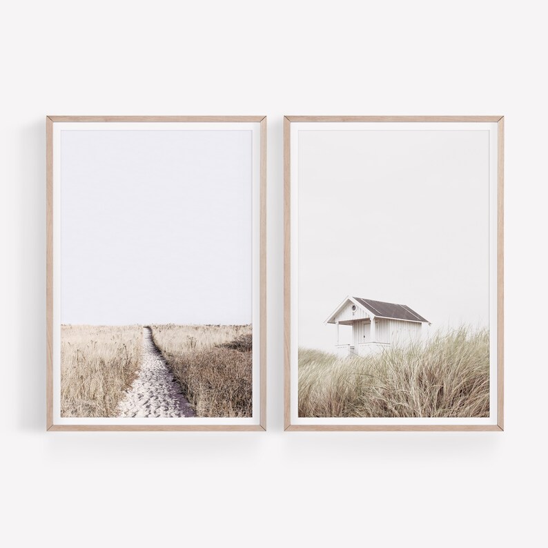 Set of 2 Farmhouse Wall Art Wood House Poster Beach Printable - Etsy
