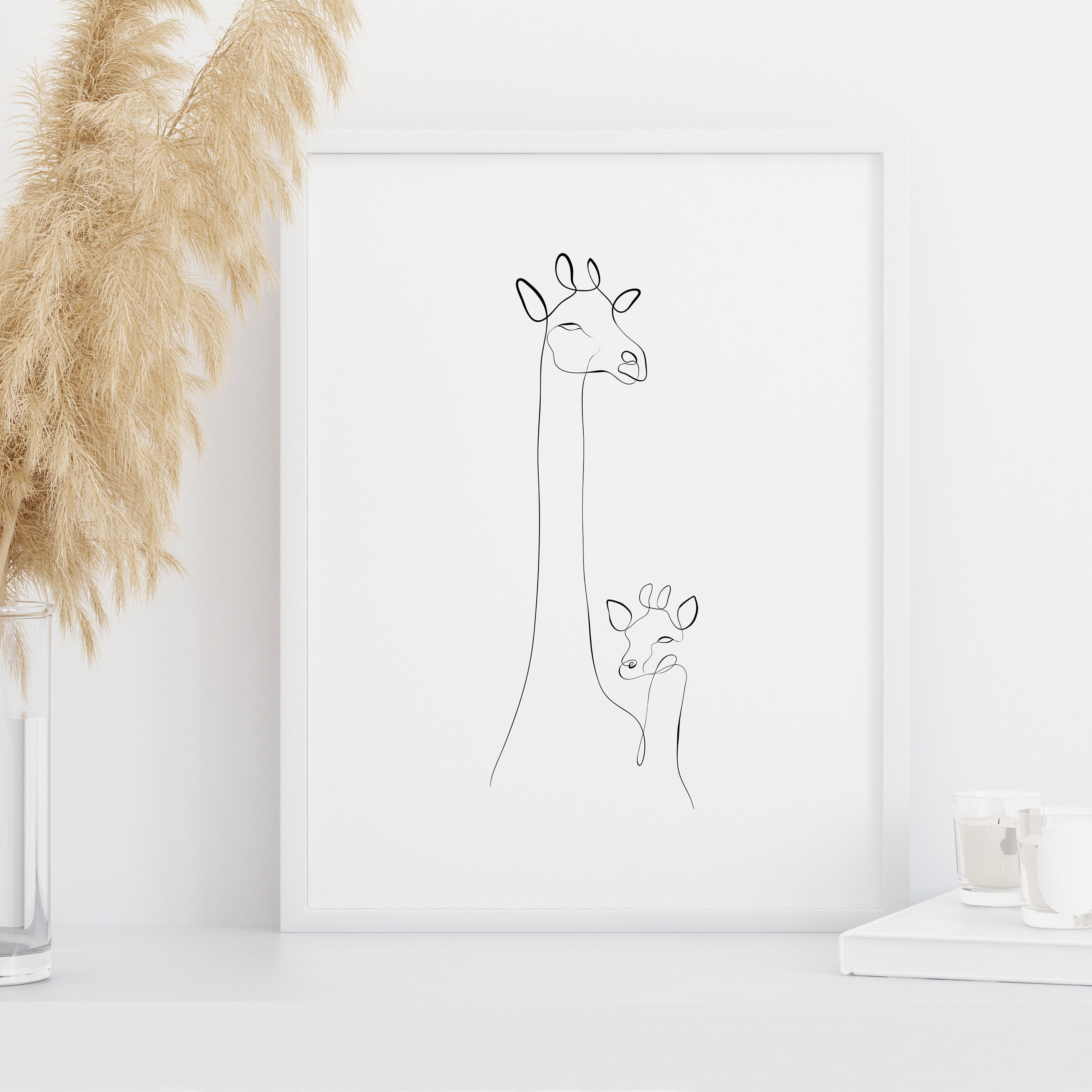 Nursery Animals Print Giraffe Line Drawing One Line Wall | Etsy