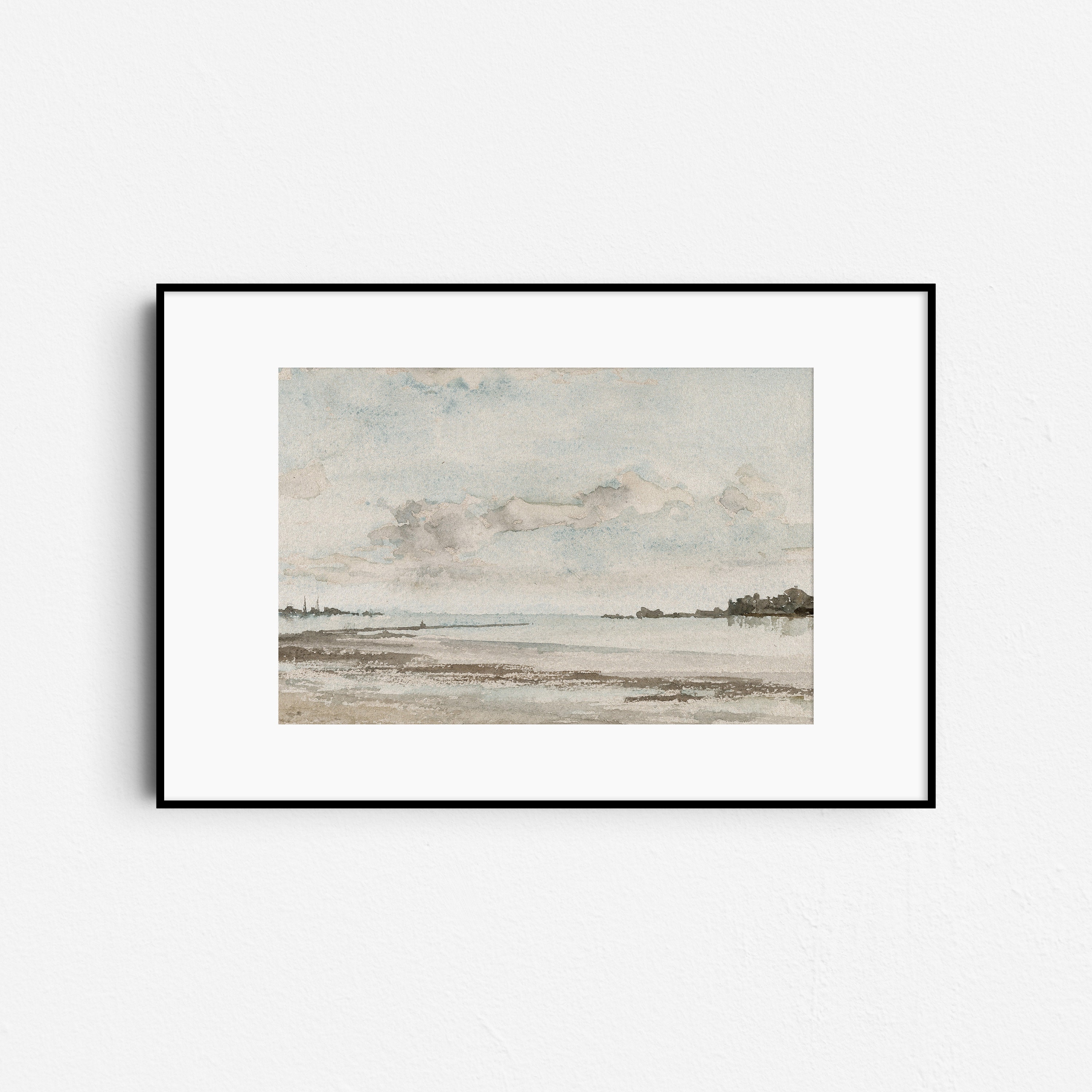 Vintage Coastal Watercolor Painting: Minimalist Seascape Art (digital ...
