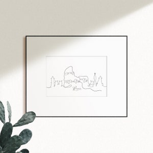 Rome Skyline Print, One Line Drawing Art, Minimalist Wall Art, City ...