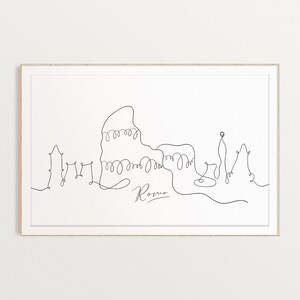 Rome Skyline Print, One Line Drawing Art, Minimalist Wall Art, City ...