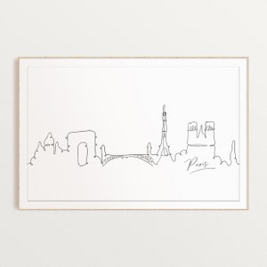 Paris Skyline Print One Line Drawing Art Paris Poster | Etsy