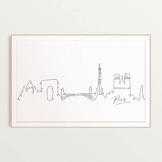 Paris Skyline Print One Line Drawing Art Paris Poster | Etsy