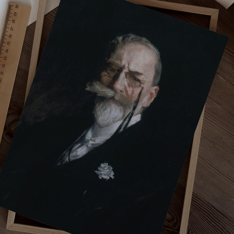 Vintage Man Portrait Painting: Moody Antique Art Print (digital ...