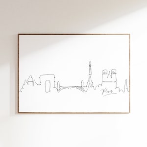 Paris Skyline Print, One Line Drawing Art, Paris Poster, Minimalist ...
