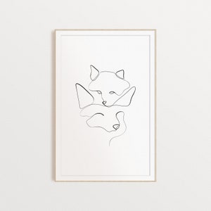 Nursery Animals Print Fox Line Drawing One Line Wall Art | Etsy