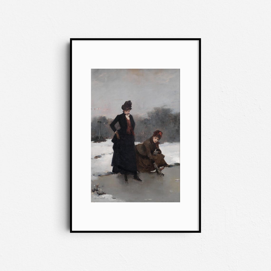 Vintage Ice Skating Art Print: Antique Winter Scene (digital Printable ...
