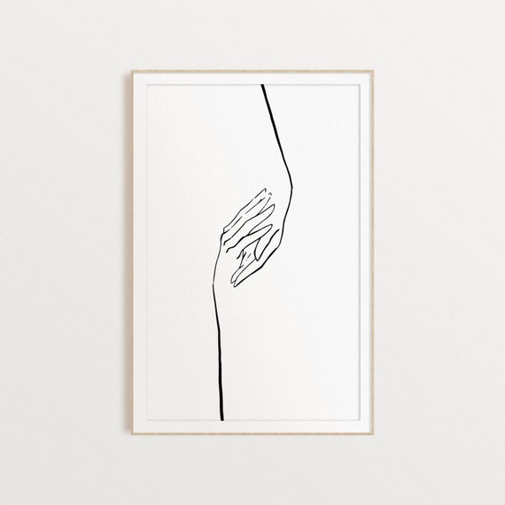 Hands Line Drawing Print Holding Hands Wall Art Abstract | Etsy