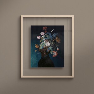 Flower Head Woman Collage Wall Art Head of Flowers Artwork Surreal ...