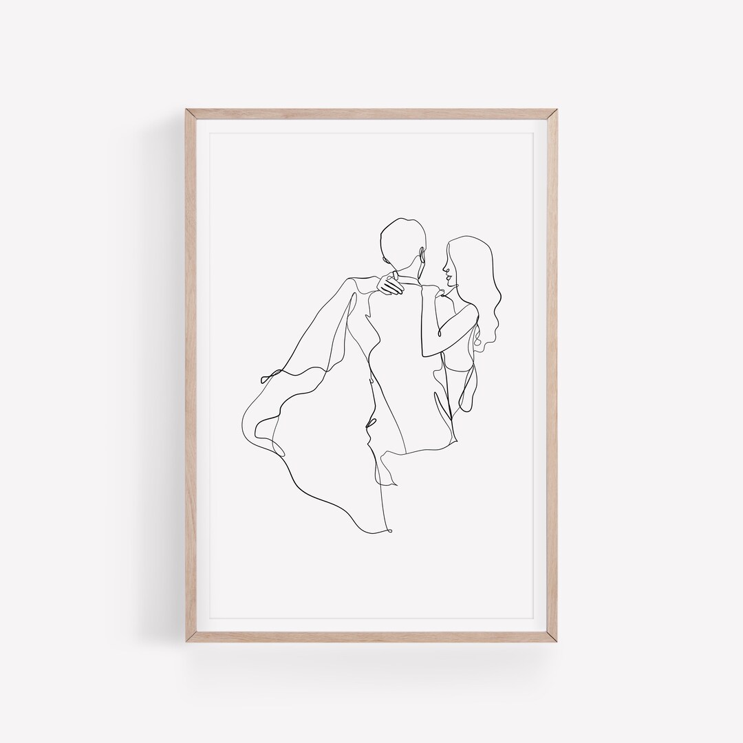 Couple Line Drawing Print One Line Print Abstract Couple - Etsy