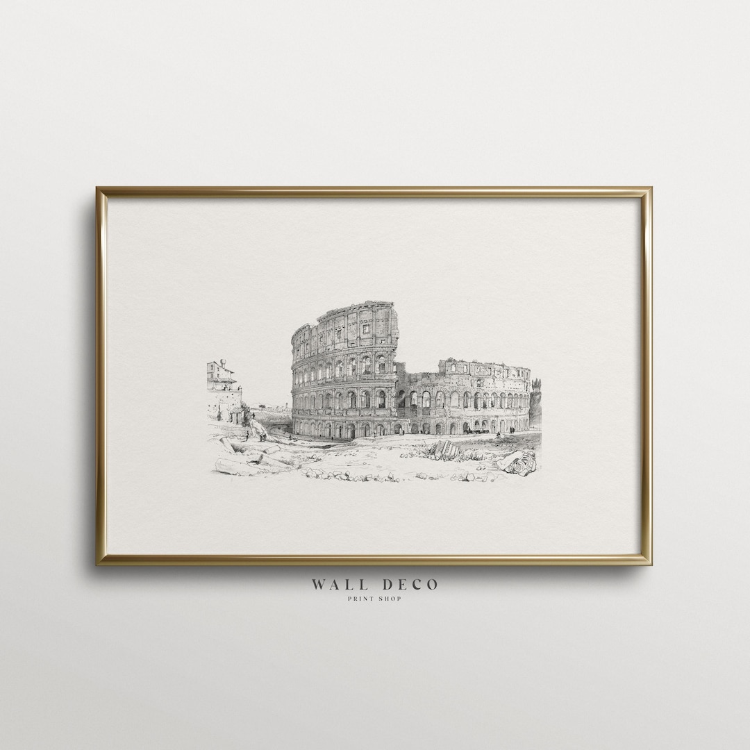 Hand-drawn Architectural Sketch of the Roman Colosseum, Vintage ...