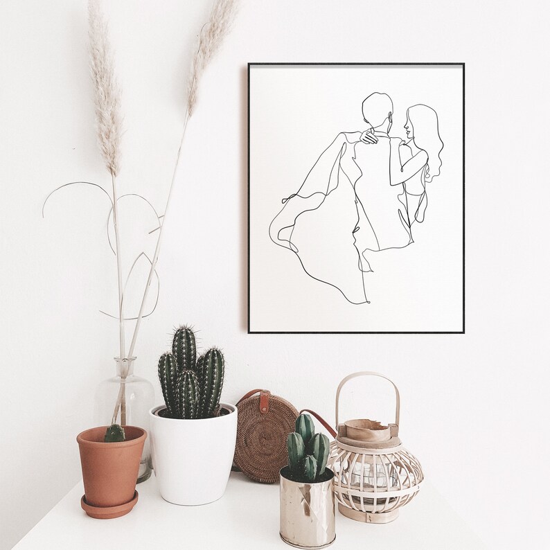 Couple Line Drawing Print One Line Print Abstract Couple - Etsy