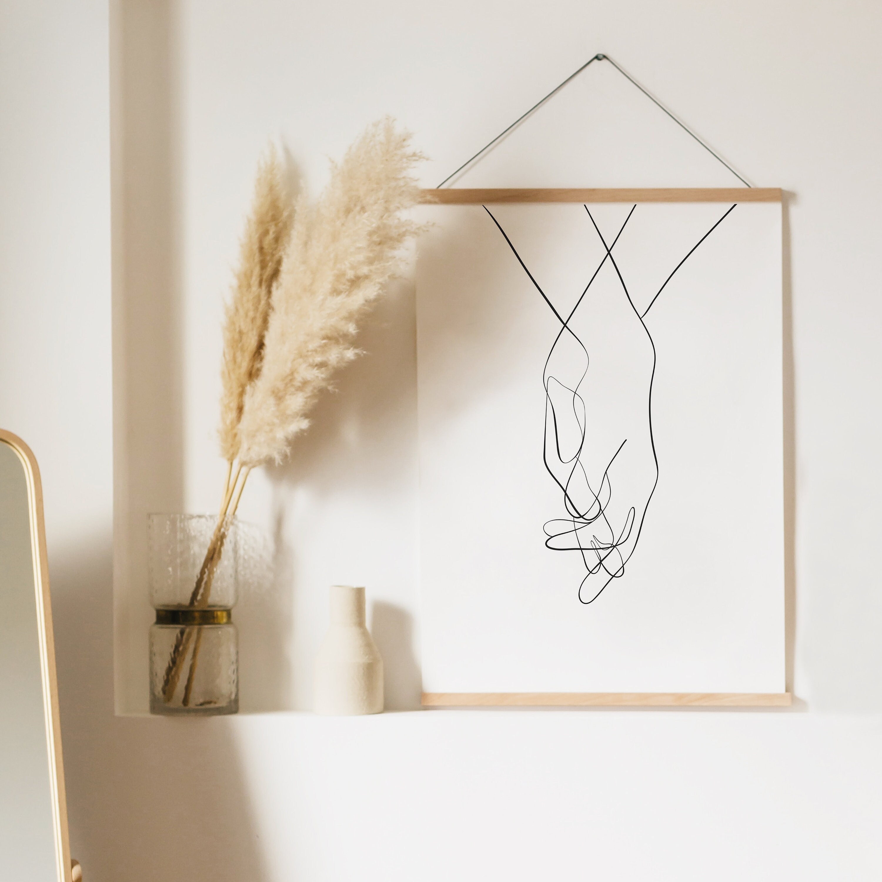 Hands Line Drawing Print Holding Hands Wall Art Couple | Etsy Canada