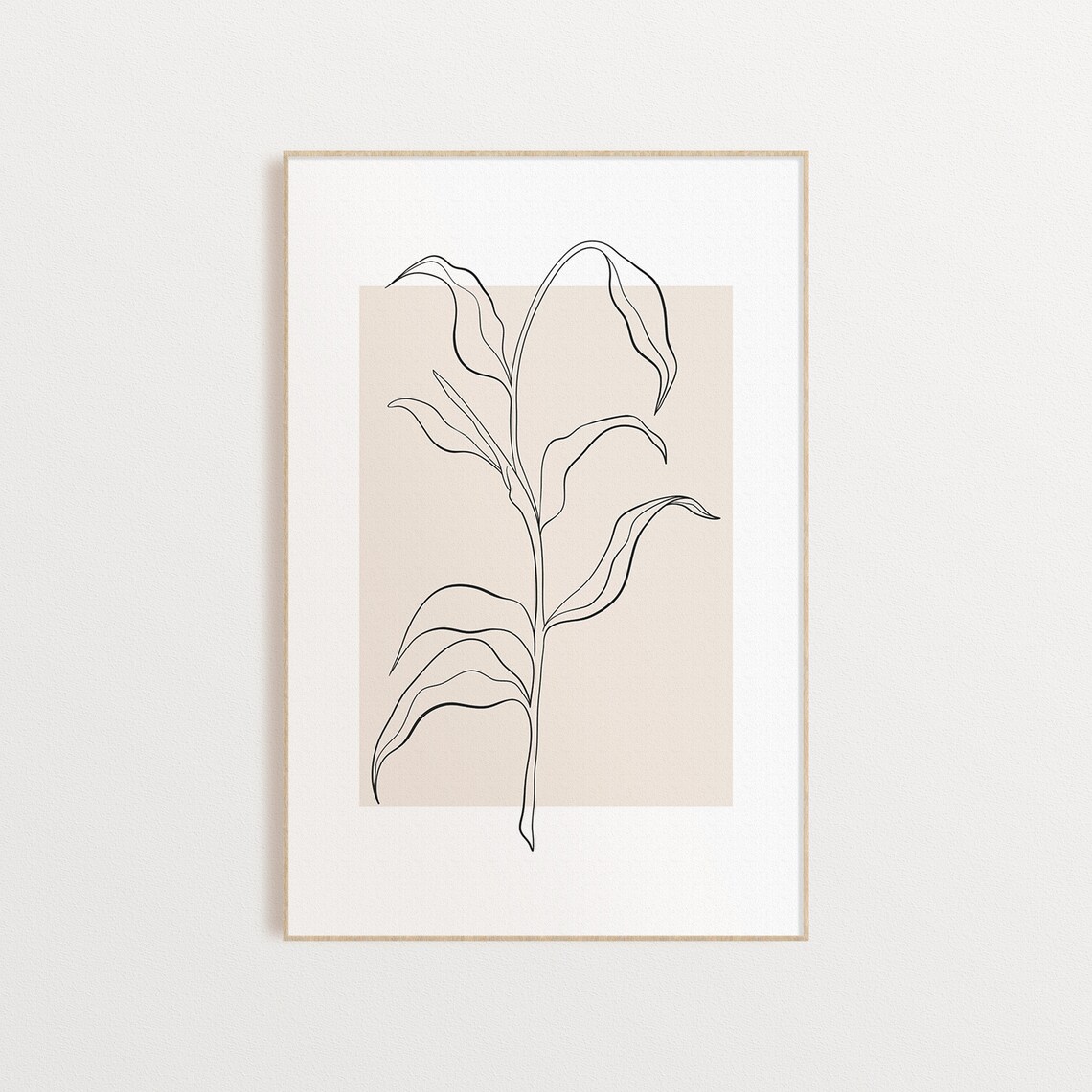 Botanical Line Drawing Print One Line Leaf Poster Minimalist | Etsy
