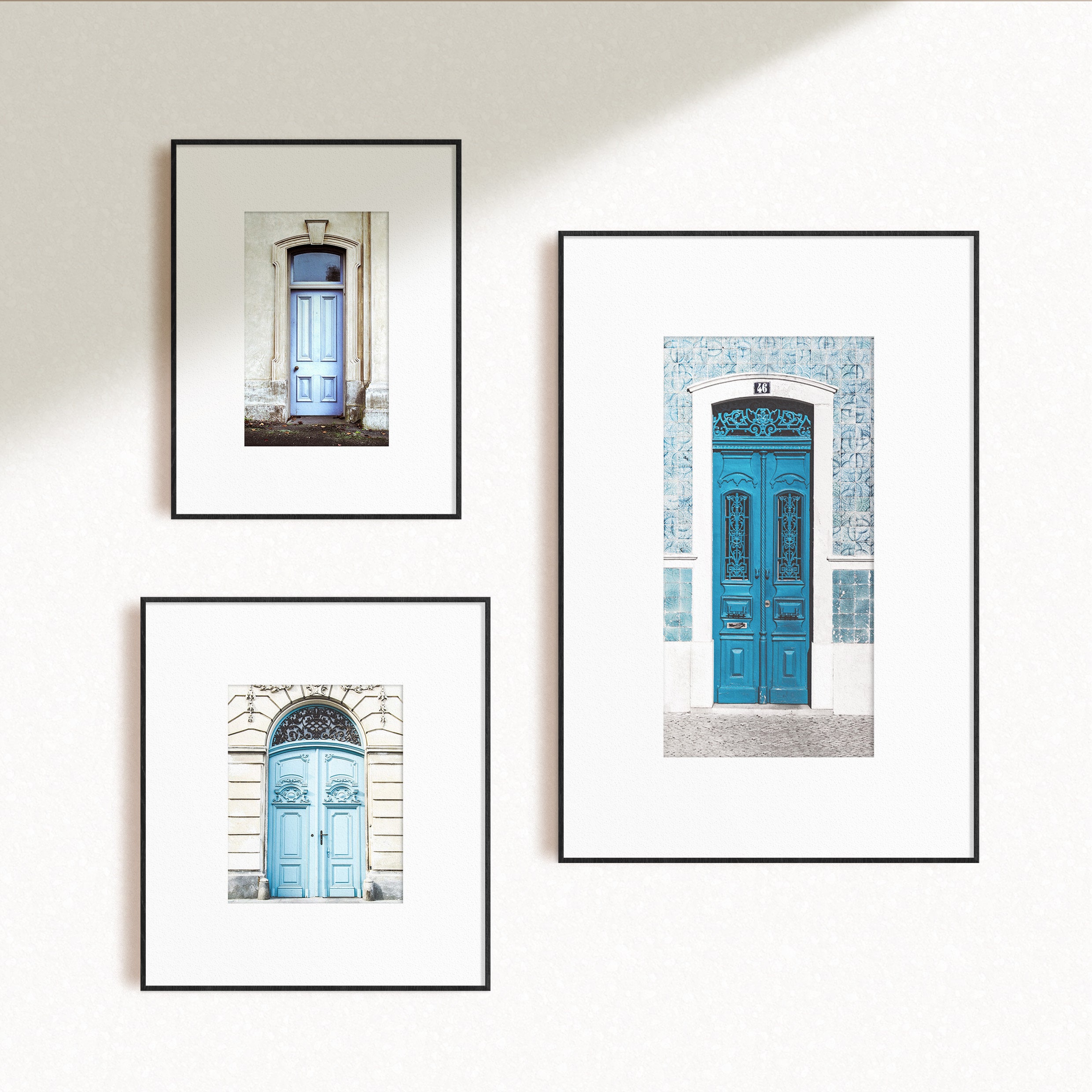Doors Set of 3 Prints Blue Doors Wall Art Set Urban - Etsy